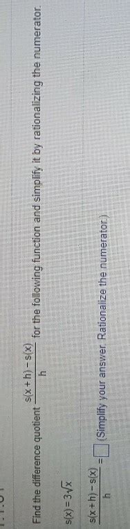 Solved S X H Sx For The Following Function And Simplify