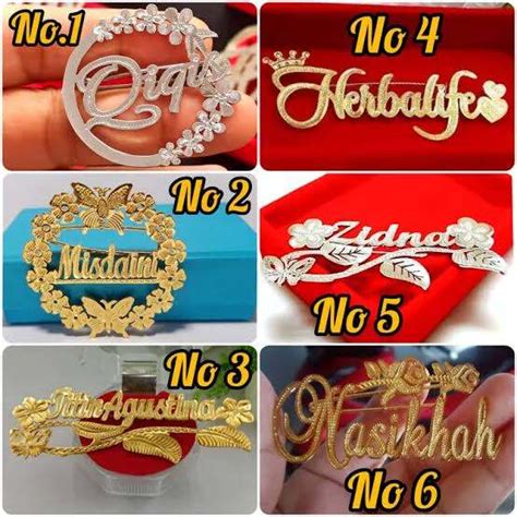 Jual Promo Perhiasan Bros Custom Nama Lapis Emas24k Anti Karat Bahan Tebal Shopee Indonesia