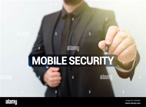 Sign Displaying Mobile Security Word Written On Protection Of Mobile