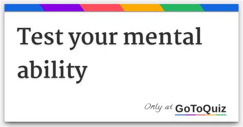 Test Your Mental Ability