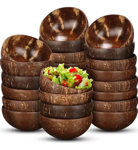 Bokon 24 Piezas Cuencos De Cáscara De Coco Cuencos De Madera Cuotas