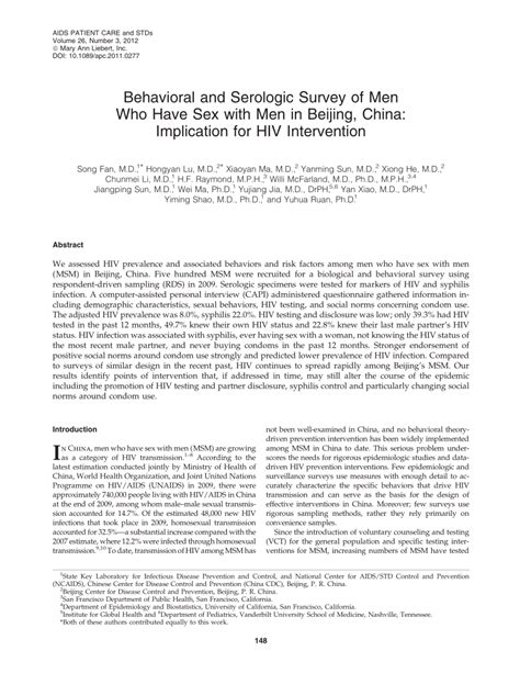 Pdf Behavioral And Serologic Survey Of Men Who Have Sex With Men In
