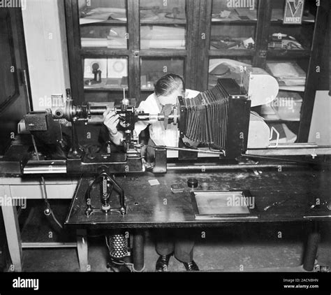 Micrography Metallurgy Analysis Researcher In The 1930s Using A New Photomicrograph Design