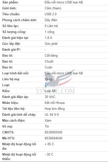 Cổng Micro Usb2 0 Type Ab Đực Zx62 Ab 5pa 31