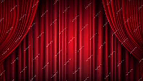 극장 오페라 장면 드랍을 위한 왕실 실크 빨간색 무대 커튼이 있는 빈 무대 프리미엄 사진