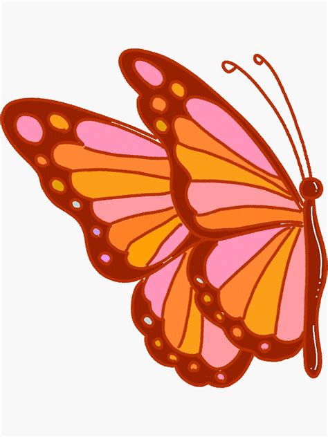 Retro 70s Butterfly Sticker By Evenhandedprint Redbubble