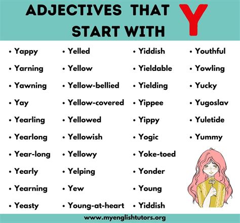 Adjectives That Start With Y List Of 40 Useful Adjectives Starting With