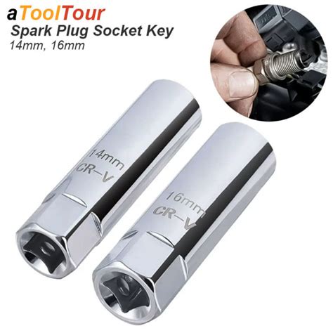 Spark Plug Socket Wrench Key Adapter 14 16mm Install Replace Repair Kit Torque Magnetic Remove