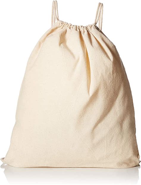 12 Pack 1 Dozen Durable Cotton Drawstring Tote Bags Natural