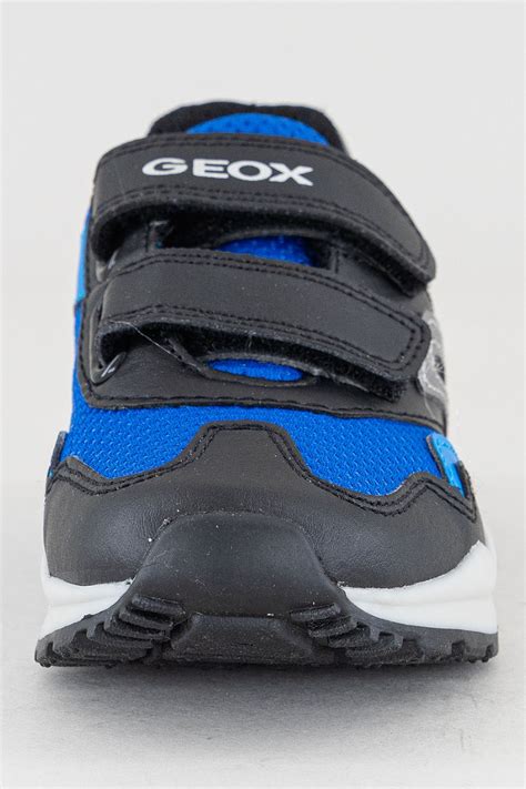 Geox, Спортни обувки от еко кожа и текстил с велкро, Черен, Кралско ...
