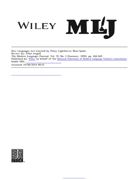 How Languages Are Learned By Patsy Lightbown And Nina Spada Reviewed