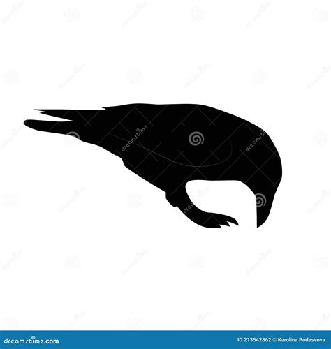 Common Raven Pecking Vector Silhouette Stock Vector Illustration Of White Nature 213542862