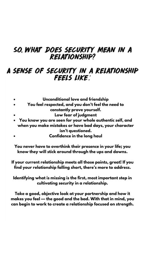 So What Does Security Mean In A Relationship A Sense Of Security In A