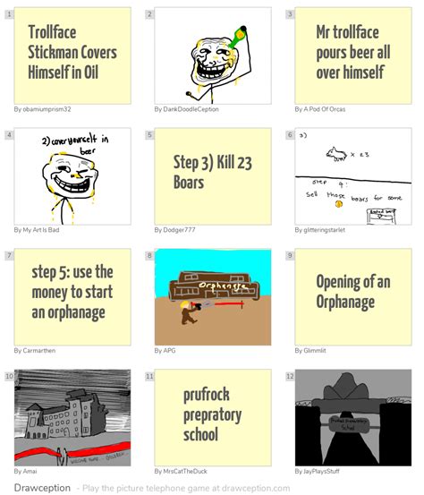 Trollface Stickman Covers Himself In Oil Drawception