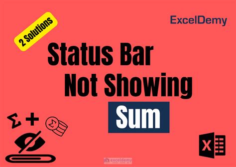Excel Status Bar Not Showing Sum 2 Possible Solutions
