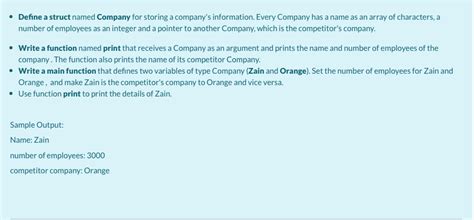Solved • Define A Struct Named Company For Storing A