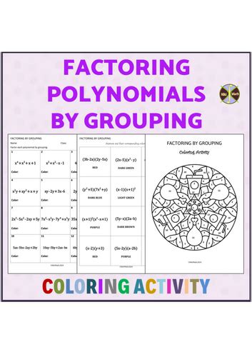 Factoring Polynomials By Grouping Color By Code Teaching Resources