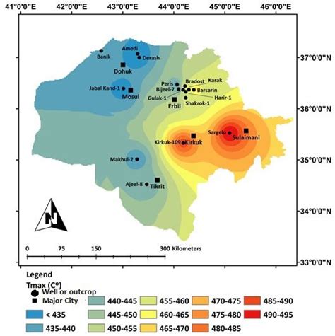 11 Contour Map Of Maturity Zones T Max For Naokelekan Formations