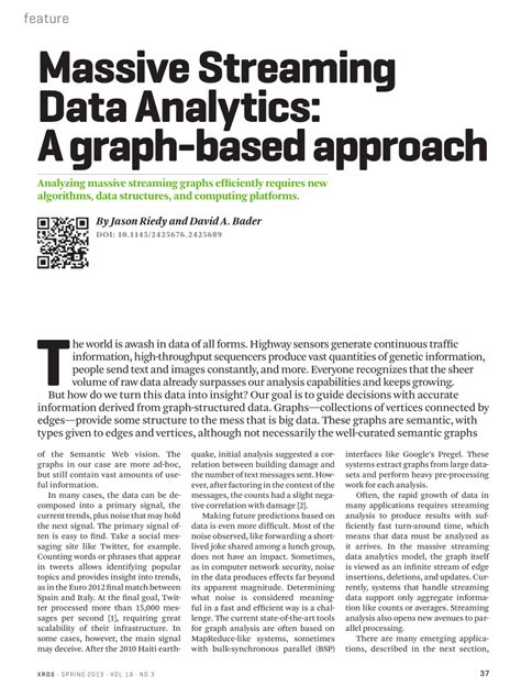 Pdf Massive Streaming Data Analytics A Graph Based Approach