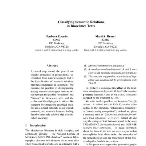 Classifying Semantic Relations In Bioscience Texts Acl Anthology