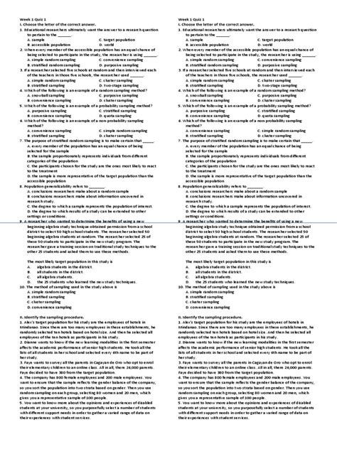 week 1 quiz 1 pdf sampling statistics data collection