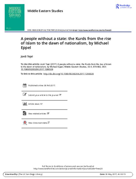 Pdf A People Without A State The Kurds From The Rise Of Islam To The Dawn Of Nationalism By