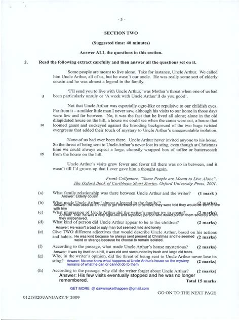 Csec English A Sample Answer Pdf