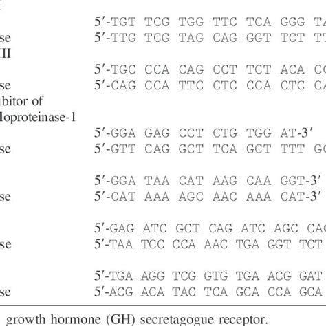 Primer Sequences Target Primer Sequence Download Table