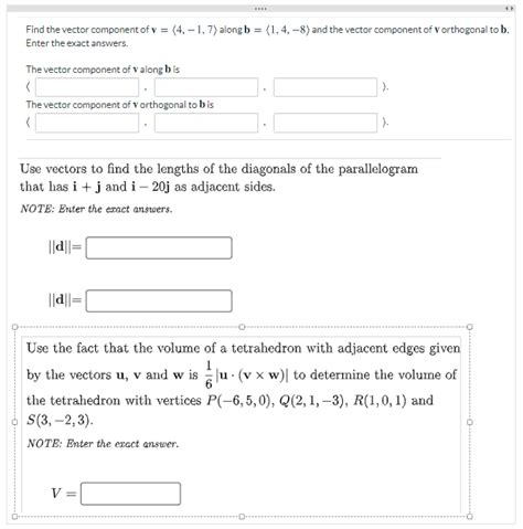 Solved Find The Vector Component Of V Along Chegg