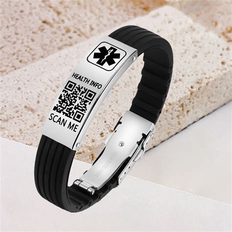 Qr Code Medical Alert Bracelet For Men Stylish Medical Id Bracelet