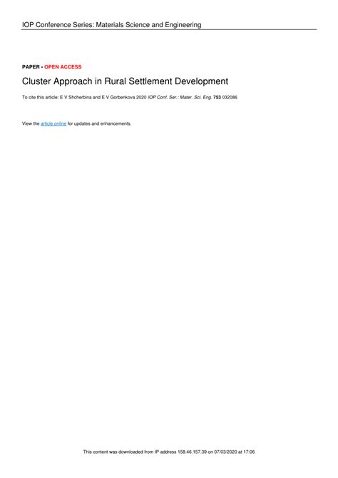 Pdf Cluster Approach In Rural Settlement Development