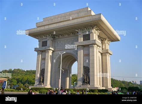 Pyongyang North Korea Arch Of Triumph Historical Landmark Stock