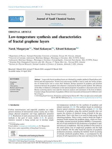 Pdf Low Temperature Synthesis And Characteristics Of Fractal Graphene Layers