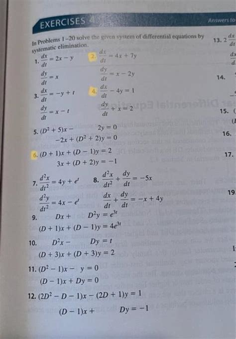 solved answers to exercises systematic elimination dr 1