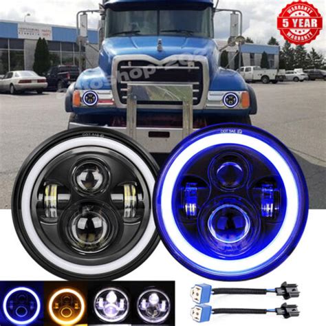 Pair 7inch Led Headlights Hilo Beam Blue Drl India Ubuy