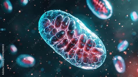 Mitochondria Energy Production Process With Atp Molecules Being Generated Close Up Metabolism