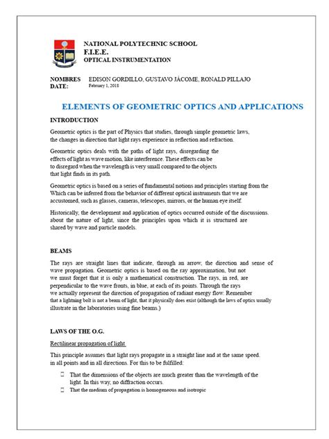 Elements Of Geometric Optics Pdf Optics Telescope