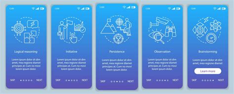 Mental Skills Onboarding Mobile App Page Screen Vector Template Hr