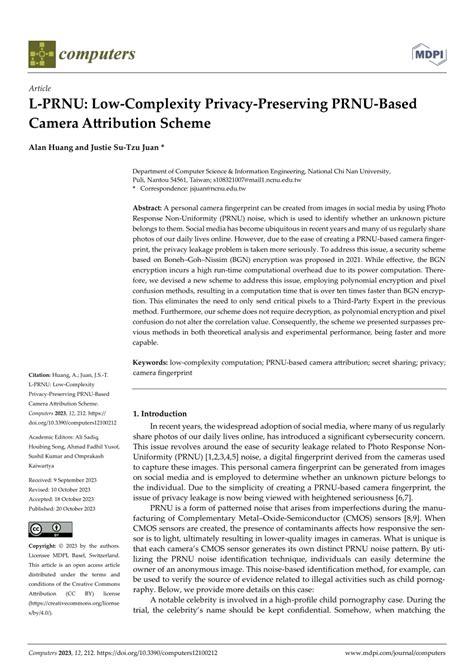 pdf l prnu low complexity privacy preserving prnu based camera