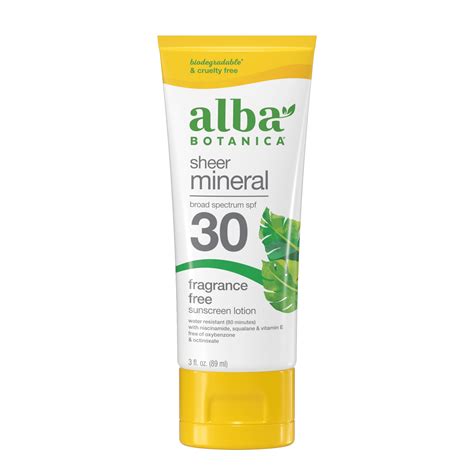 Alba Botanica Sheer Mineral Sunscreen Lotion Spf 30 Fragrance Free 3