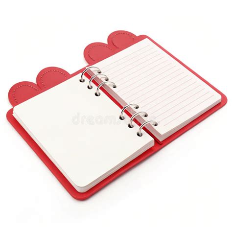 3d Red Cute Empty Notepad Book Stationery For School Isolated On White Background Stock