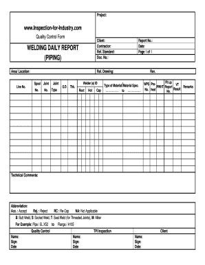 Welder Continuity Log Template Fill Online Printable Fillable
