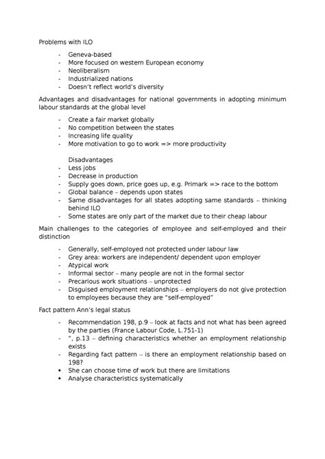 Problems With Ilo Lecture Notes First Semester Problems With Ilo