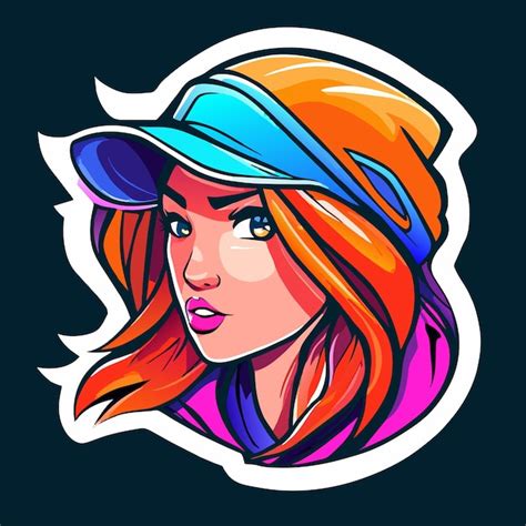 Cute Twitch Gamer Girl Hand Drawn Flat Stylish Cartoon Sticker Icon