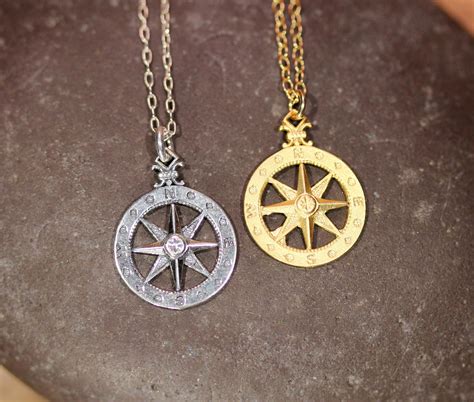 Compass Necklace Wanderlust Necklace 14k True North Nautical Compass