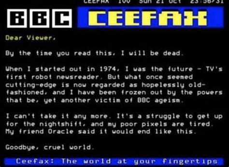 Video The Worlds First Ever Teletext Service Ceefax Taken Off The Air