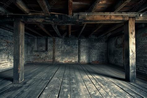 Dim Basement Wooden Space Energy Generate Ai