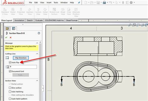 How To Switch A Solidworks Section View Direction With Auto Flip