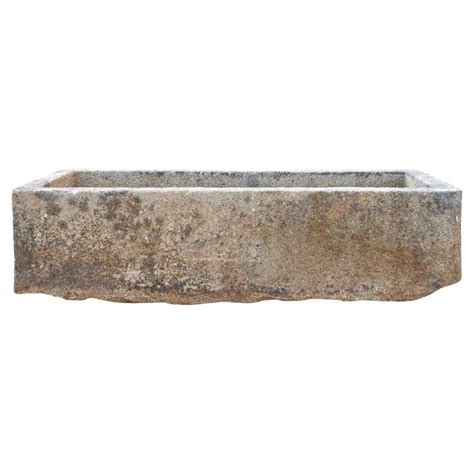 Antique French Double Basin Burgundy Limestone Trough With Iron Rings