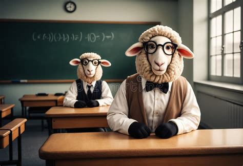 Sheep In A Classroom Generative Ai Stock Illustration Illustration